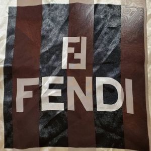 Fendi | Accessories | Vintage Fendi Logo Silk Scarfwrap With Oversized ...